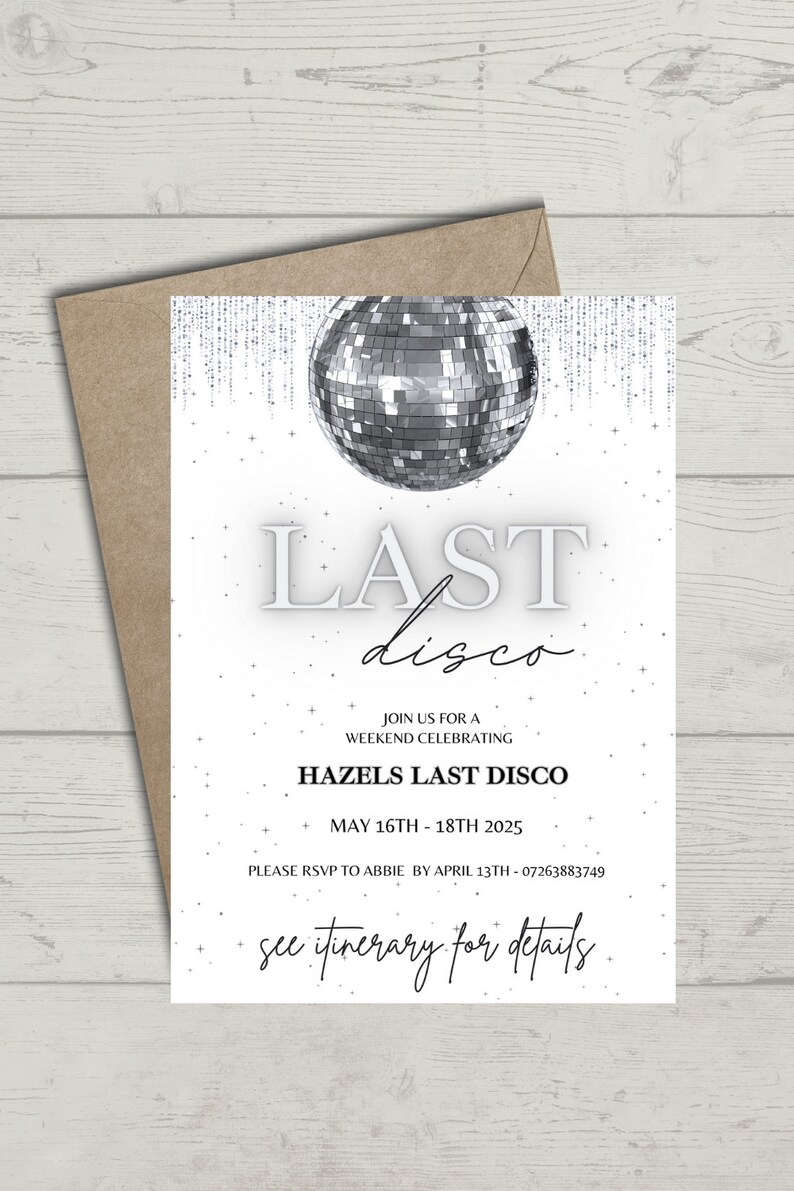 Editable Hen Party Last Disco Digital Invite and Itinerary Pack - Etsy