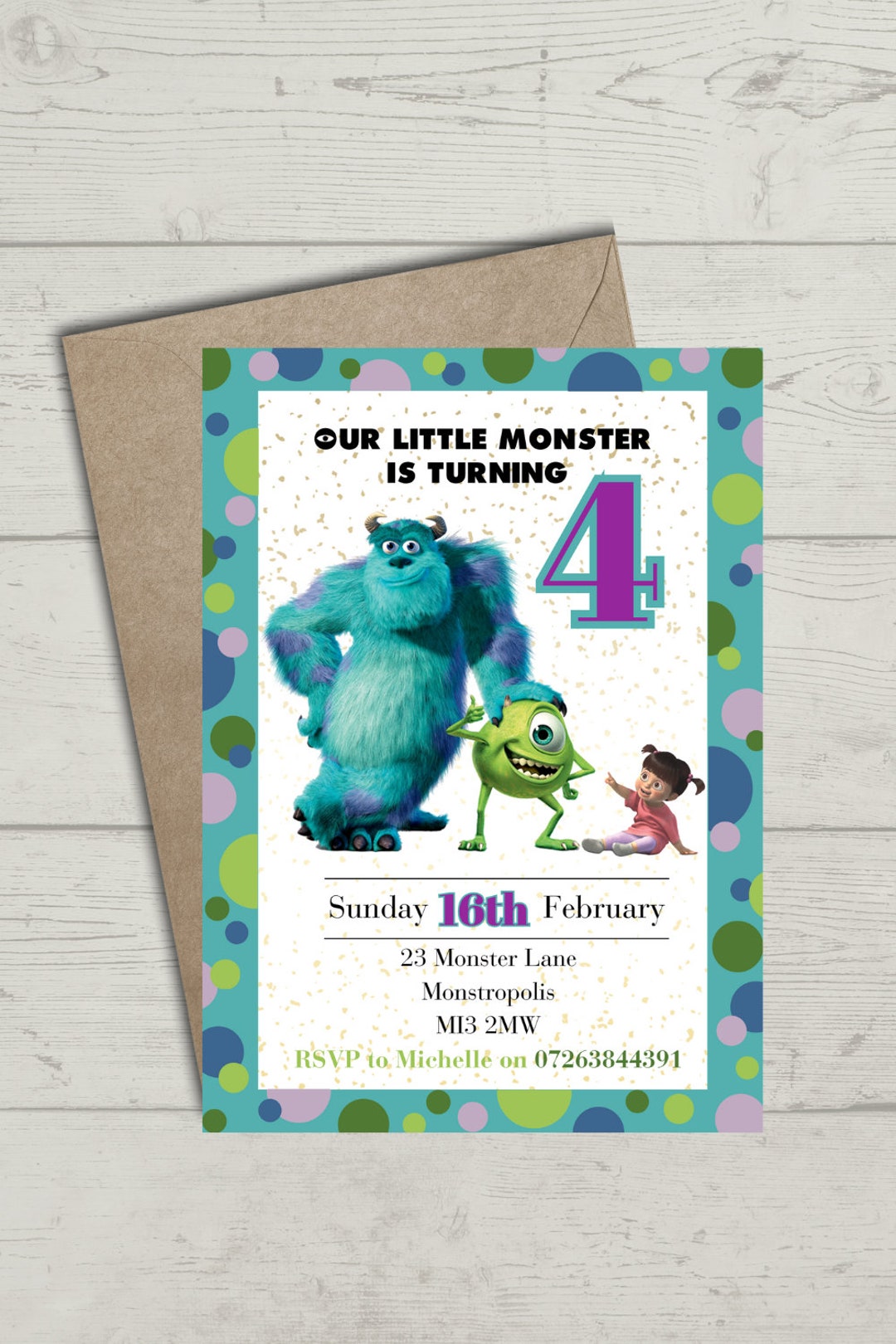 Editable Monsters Inc Digital Invite - Etsy