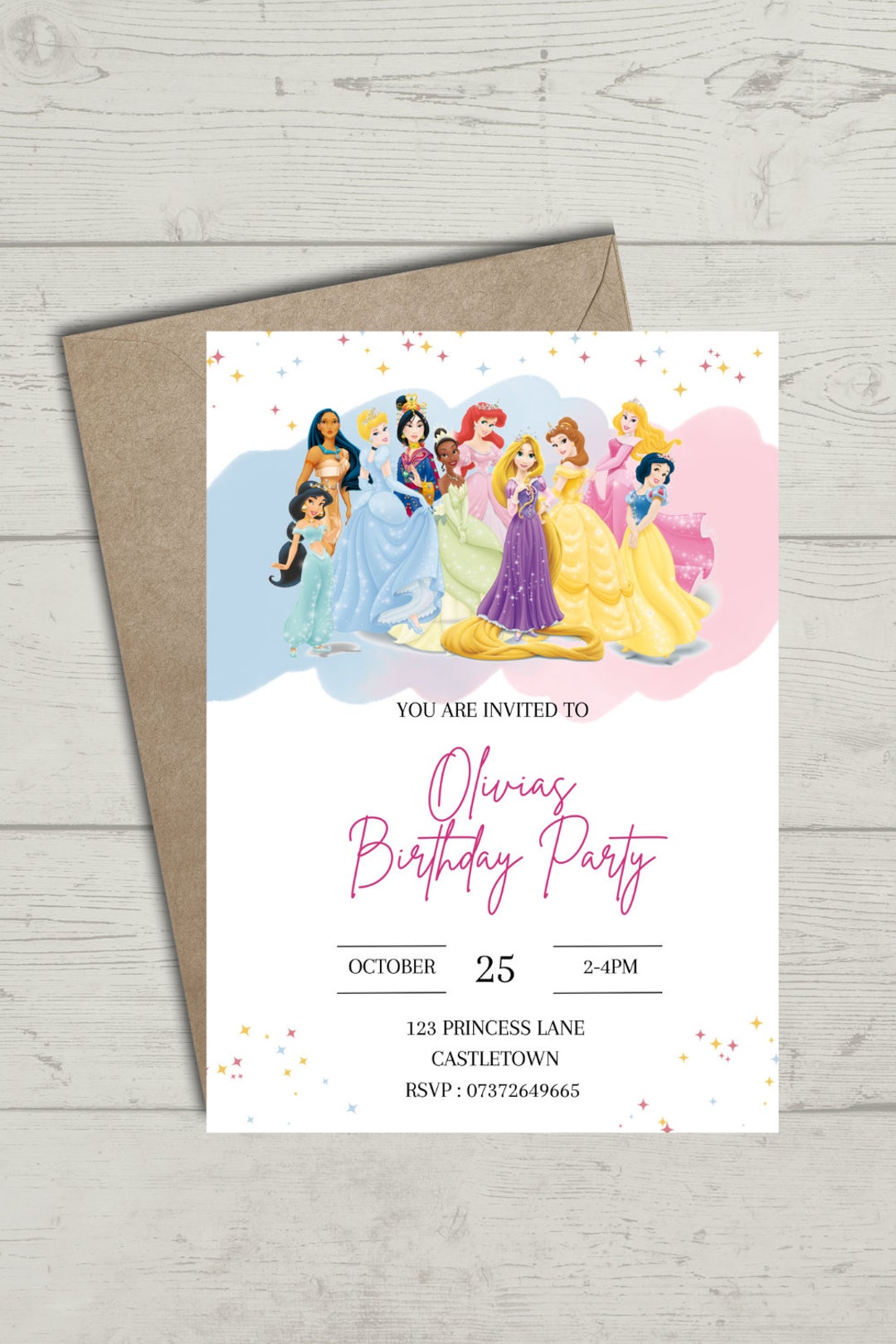 Disney Princess Editable Digital Invite - Etsy