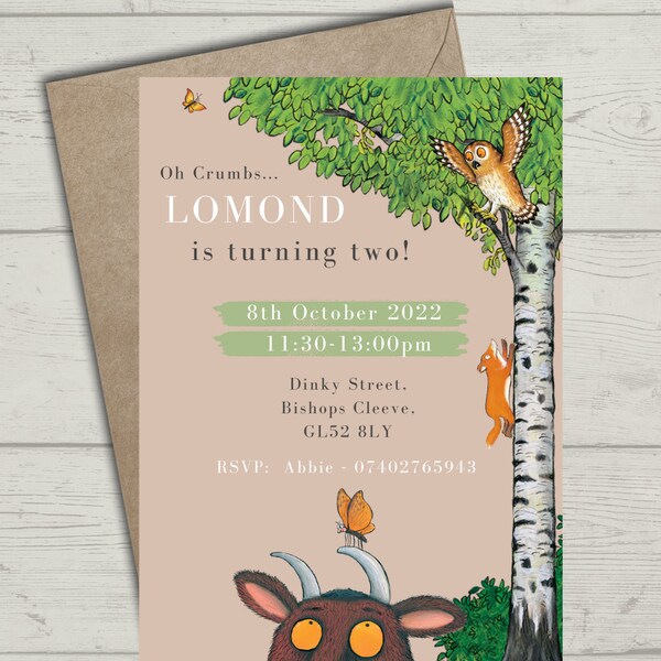 Gruffalo Invitation - Etsy New Zealand