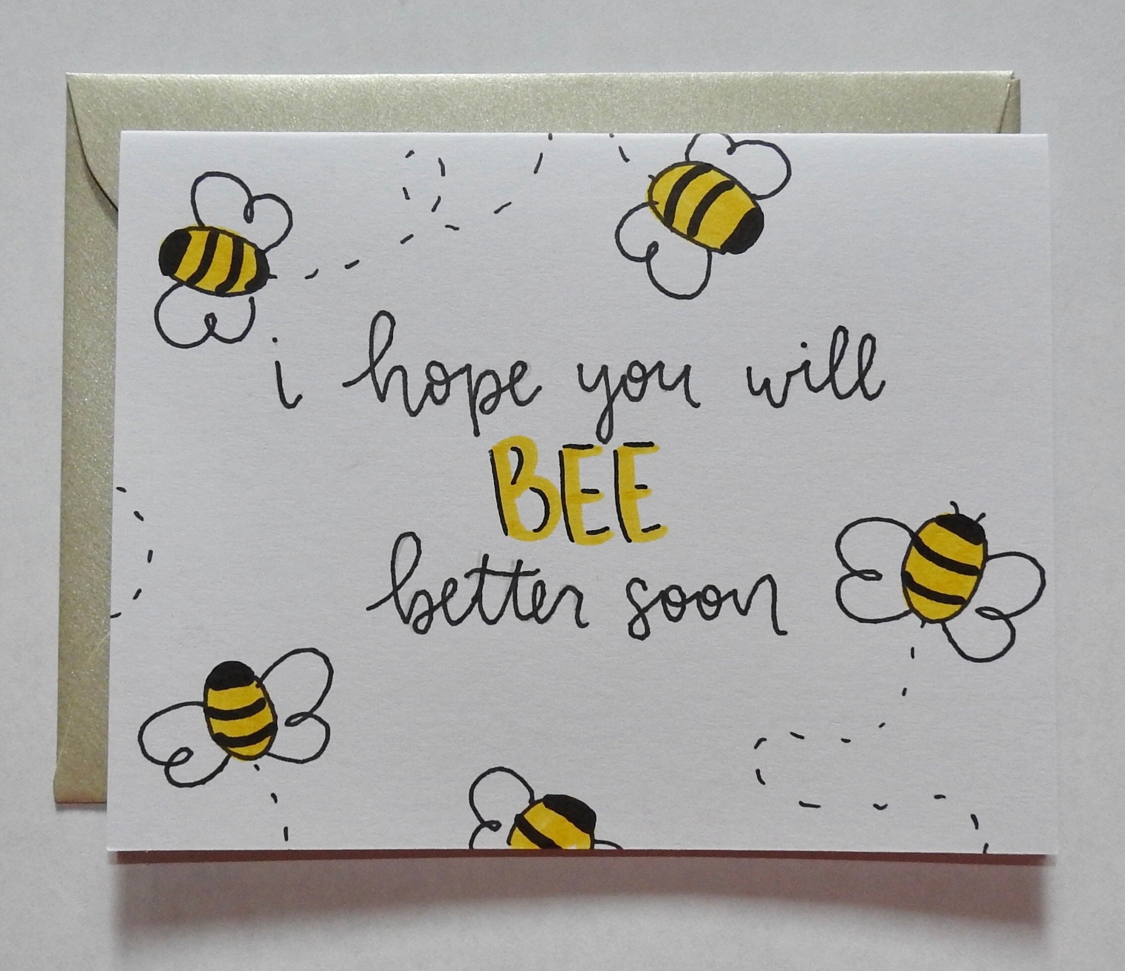 I Hope You Will Bee Better Soon Card - Etsy