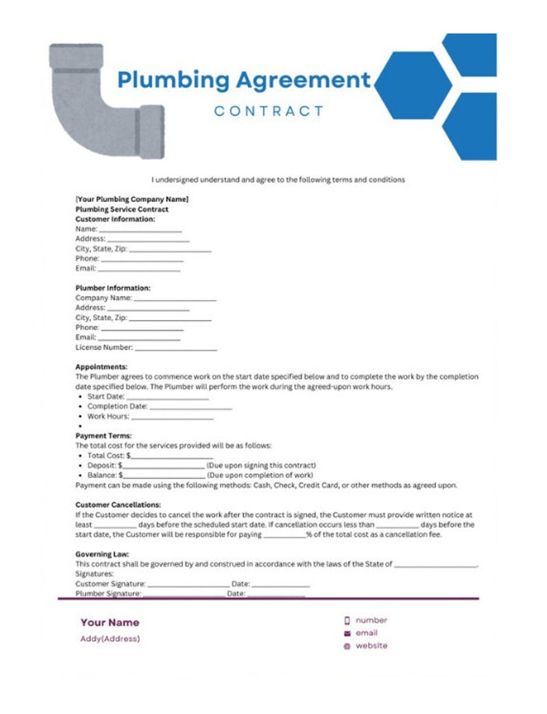 Plumbing Contract - Etsy