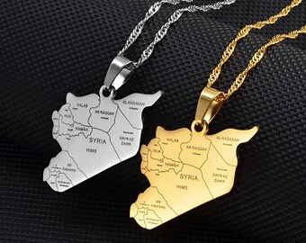 Syria Map Necklace - Etsy