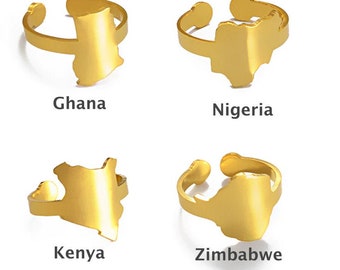Gold Africa Map Ring - Etsy