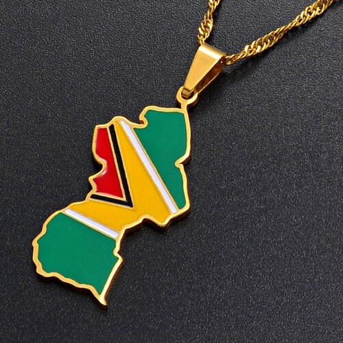 Guyana 18K Gold Plated Necklace / Guyana Jewelry / Guyana | Etsy
