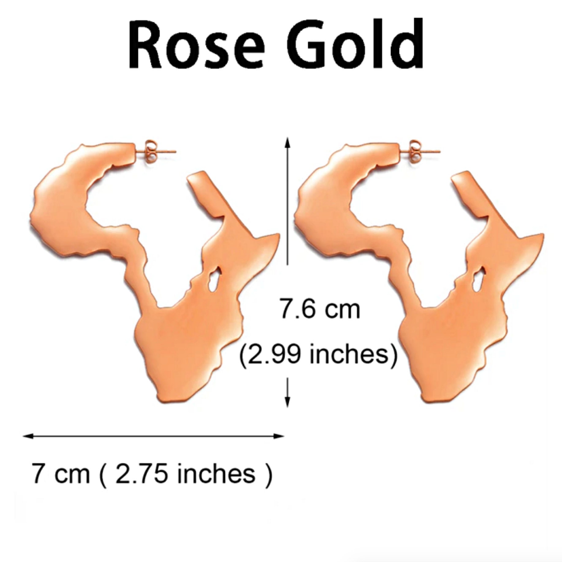 18K Gold-plated Africa Map Earrings / African Map Big Earrings | Etsy