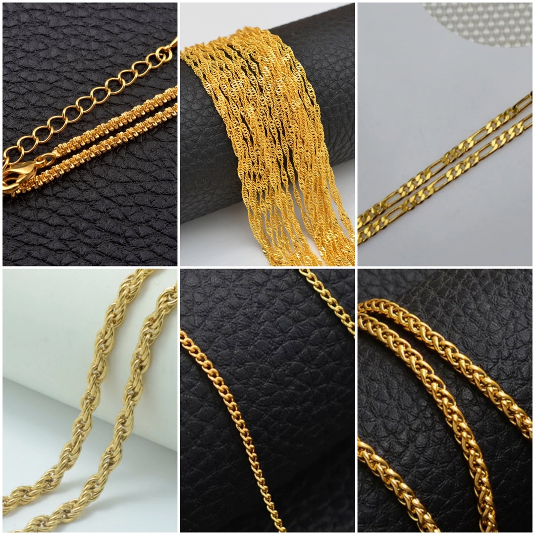 6 Types of Chains for Necklaces / Water Wave Chains / Figaro - Etsy ...