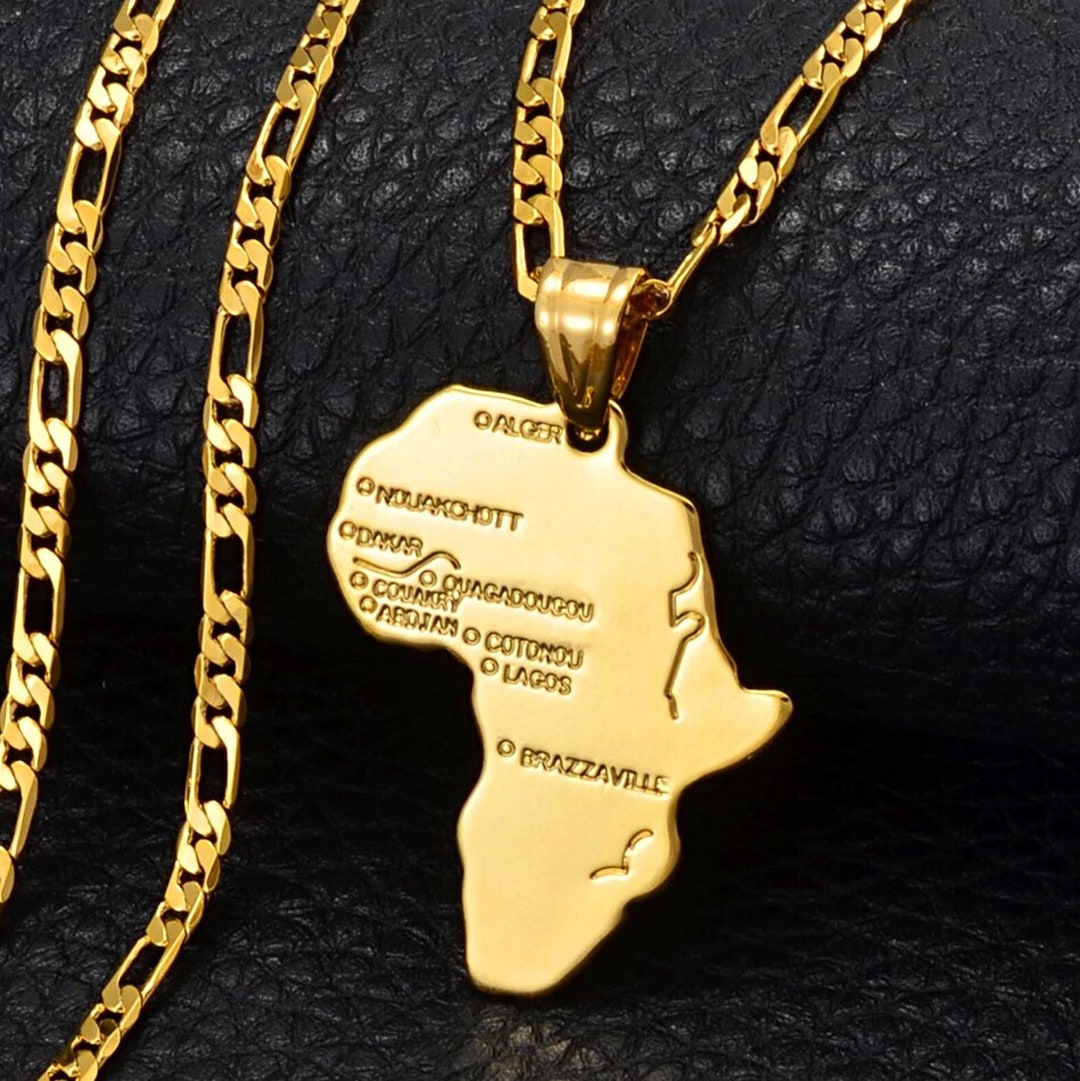 18K Gold-plated Africa Map Necklace With Some Cities / Charmed - Etsy