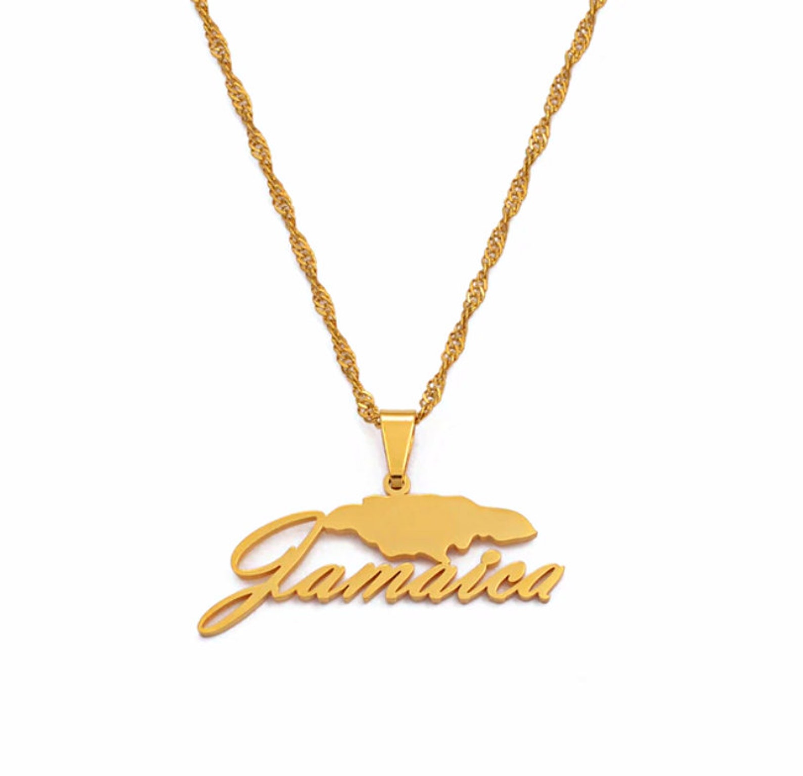 18K Gold-plated Jamaica Map Pendant Necklace / Charmed Jewelry - Etsy