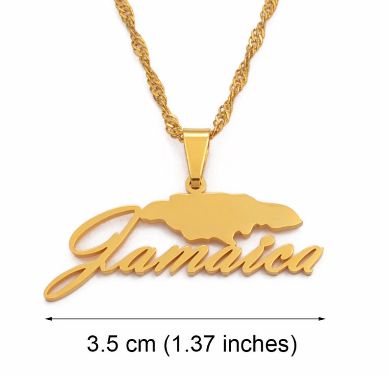 18K Gold-plated Jamaica Map Pendant Necklace / Charmed Jewelry - Etsy