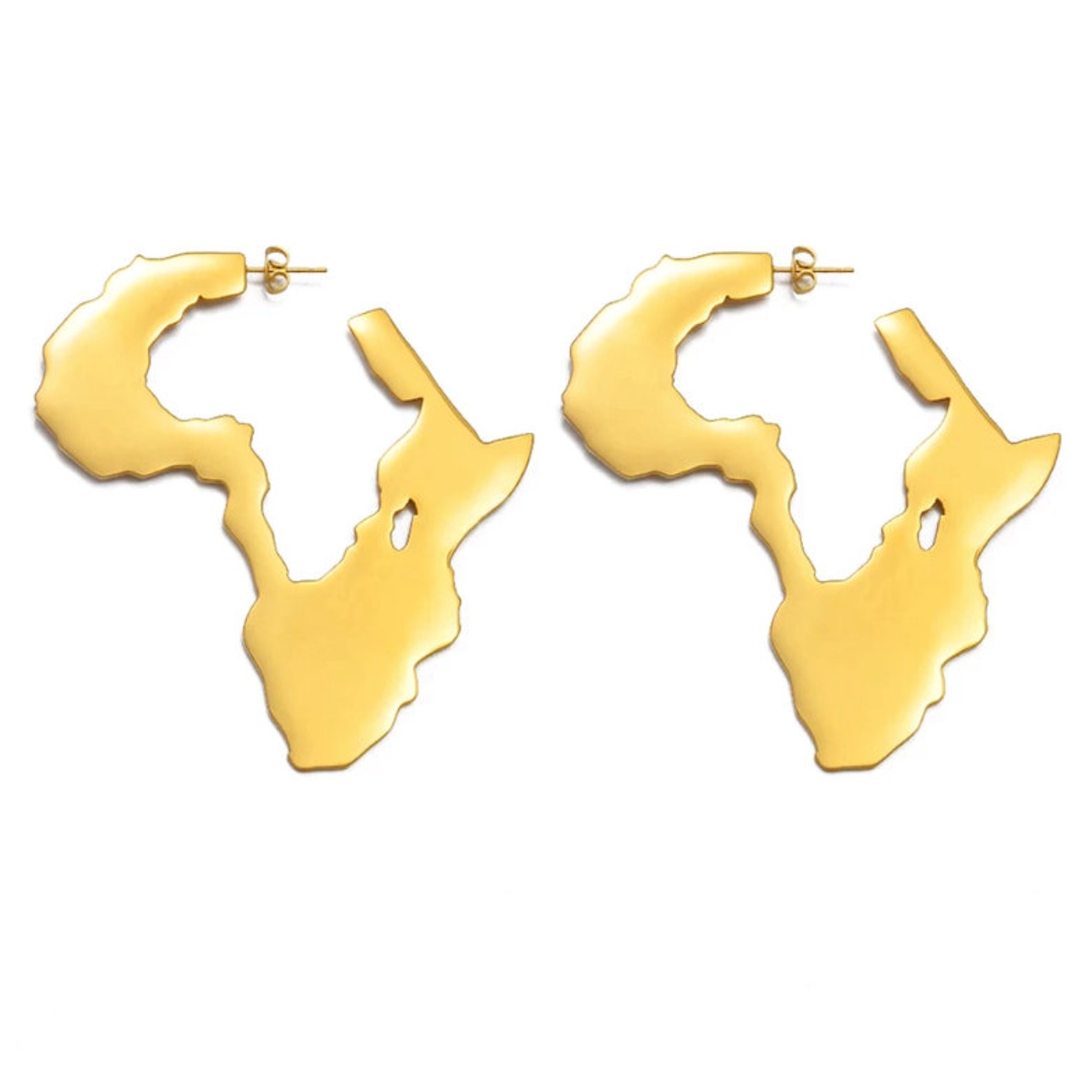 18K Gold-plated Africa Map Earrings / African Map Big Earrings - Etsy