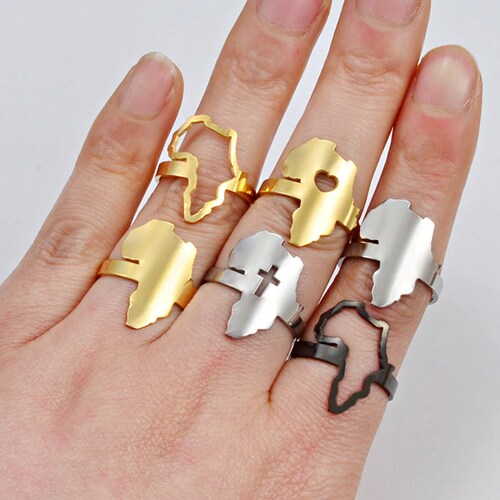 Gold Plated Africa Outline Map Ring Gold Metal African - Etsy