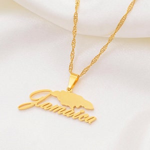 18K Gold-plated Jamaica Map Pendant Necklace / Charmed Jewelry - Etsy
