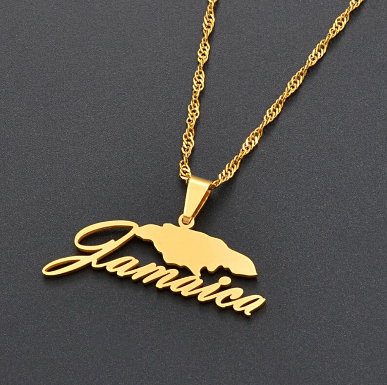 18K Gold-plated Jamaica Map Pendant Necklace / Charmed Jewelry - Etsy