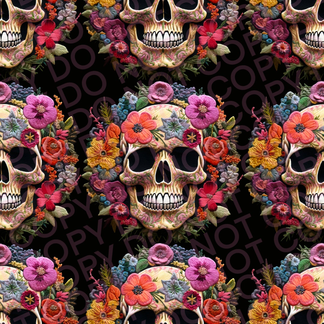 Embroidered Skull Seamless - Etsy