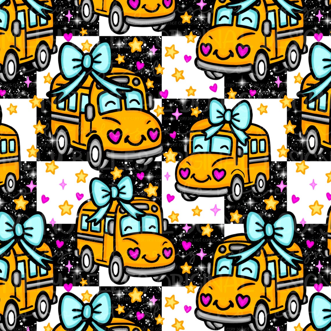 Cute School Bus Blue Bow Seamless *this is a Digital Download* - Etsy