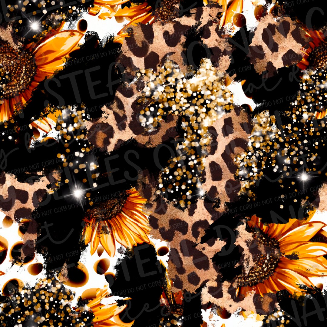 Leopard Sunflower Glitter Seamless *this is a Digital Download* - Etsy