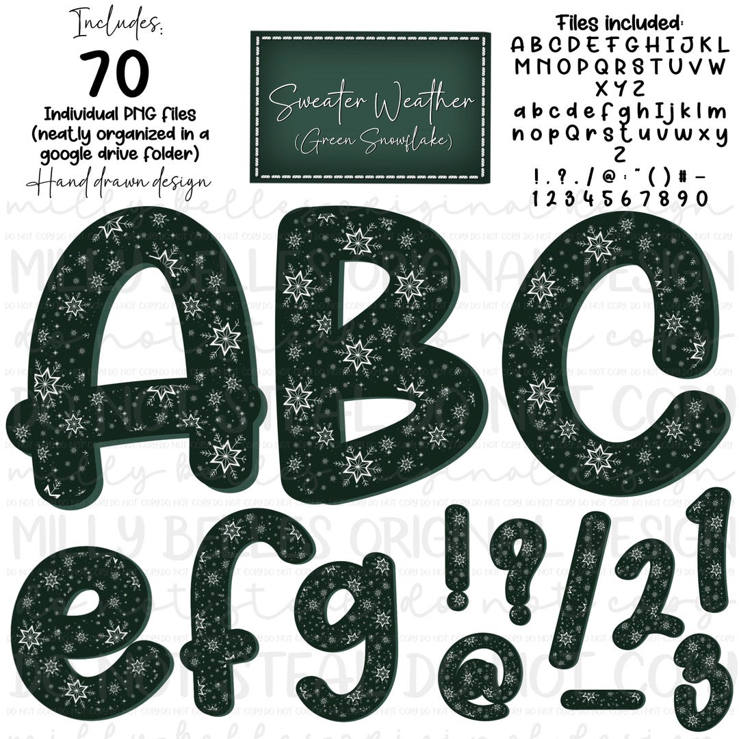 Green Snowflake - ALPHA SET - 70 PNGS - Etsy