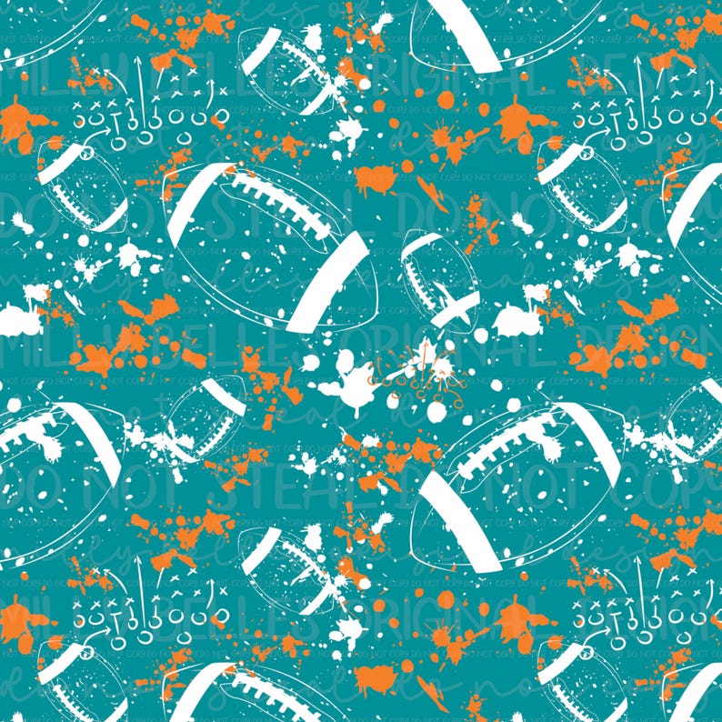 Miami Football Colors Seamless **this is a Digital Seamless Design. NOT ...