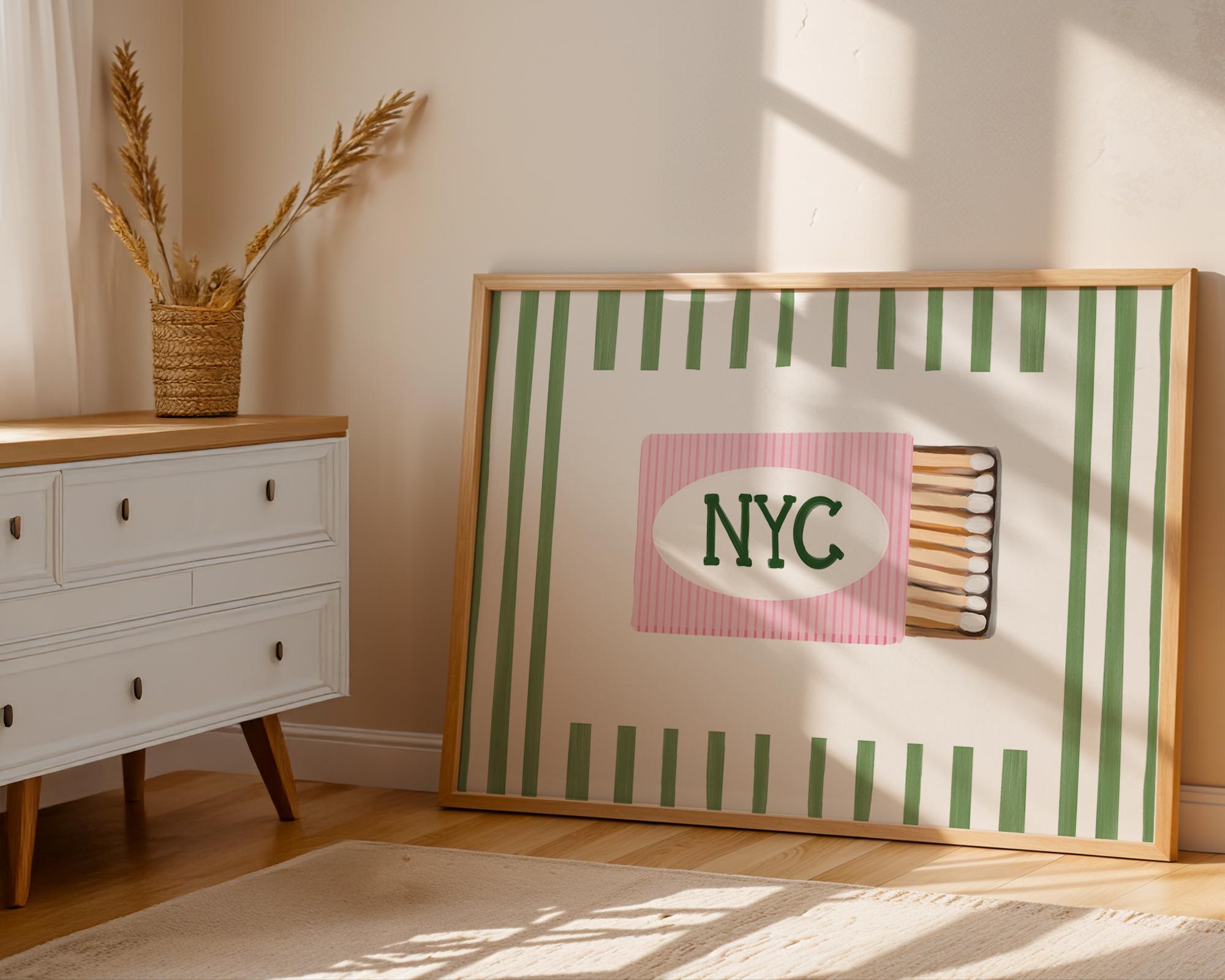NYC Matchbook Print: Coastal Preppy New York City Wall Art (digital ...