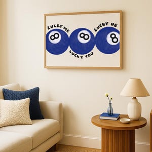 Lucky Me Lucky You 8 Ball Print: Retro Billiards Art (digital Download ...