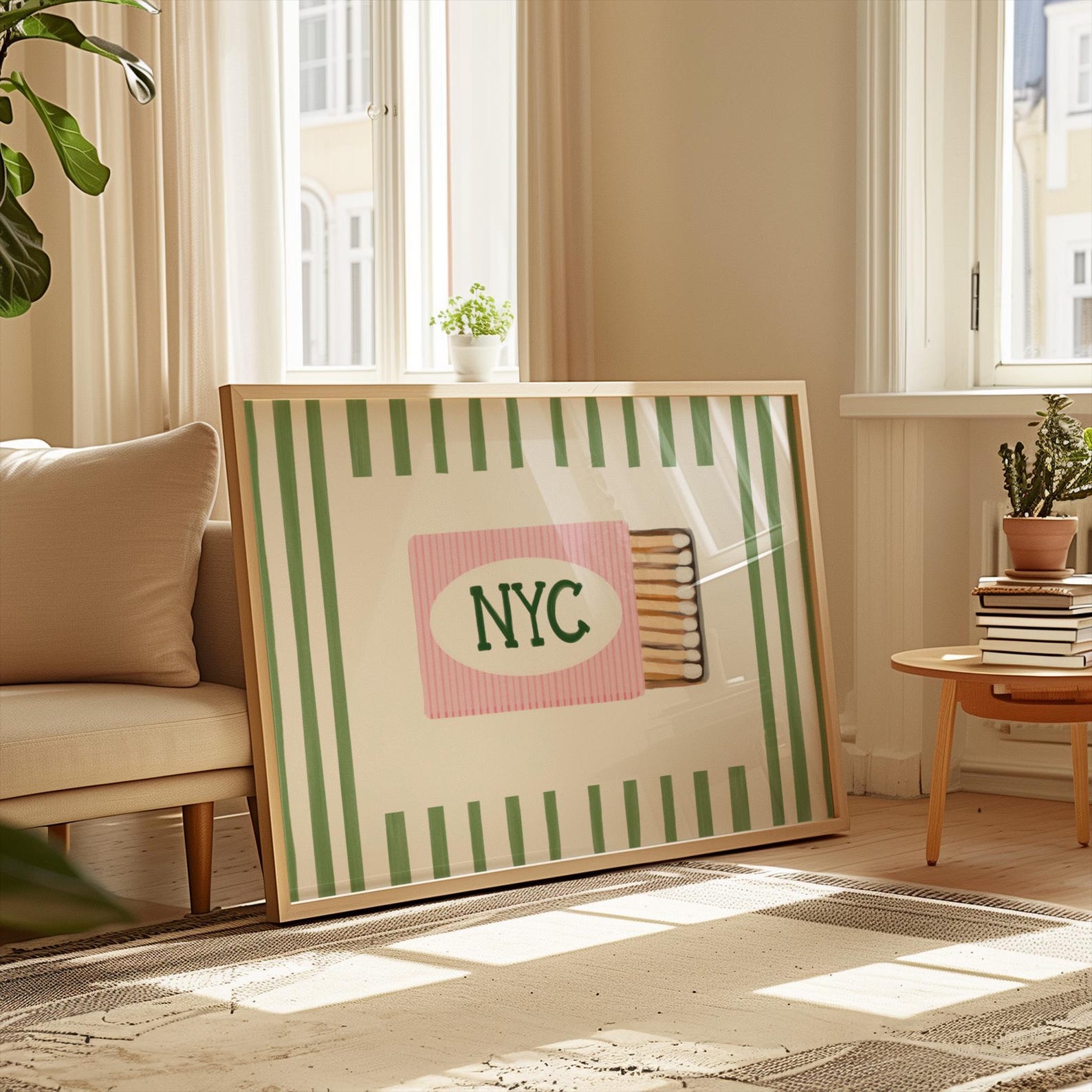 NYC Matchbook Print: Coastal Preppy New York City Wall Art (digital ...