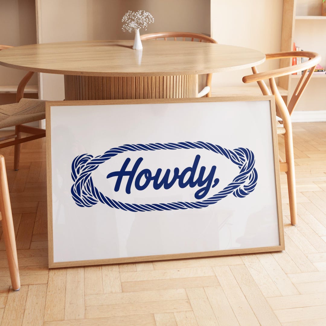 Howdy Western Print: Navy Rope Frame, Cowboy Decor (digital Download ...