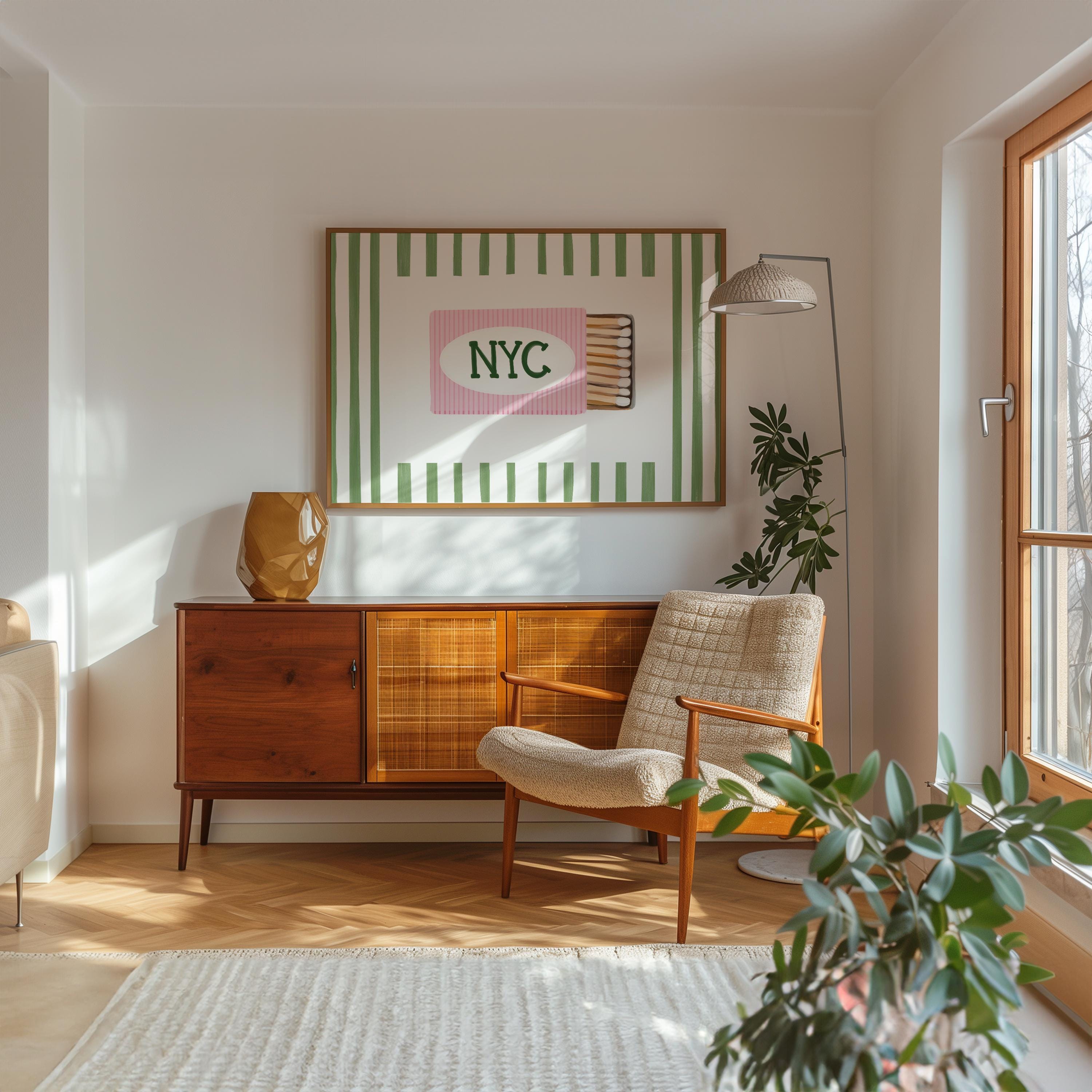 NYC Matchbook Print: Coastal Preppy New York City Wall Art (digital ...