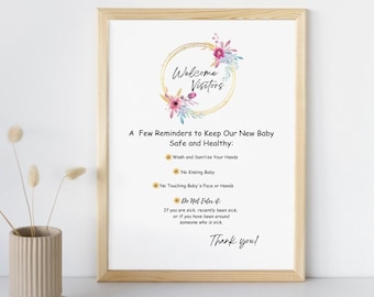 New Baby Rules for Visitors Hospital Door Sign for Newborn Rules for ...