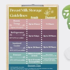 Breast Milk Storage Printable Digital Download CDC Guidelines | Etsy
