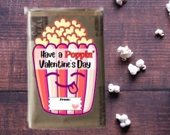Printable Popcorn Valentines, Kids Valentine's Day Card, Boy Girl ...