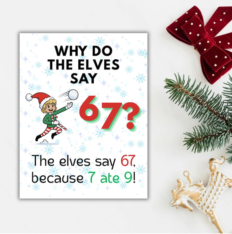 67 Elf Printable Prop, Elf Joke Elf Letter 67, Trending Meme Christmas ...