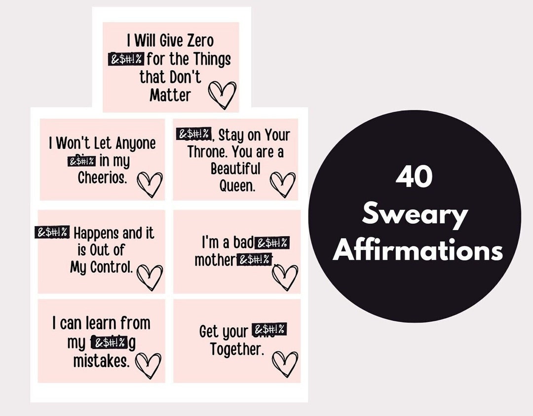 Swear Affirmation Cards Sweary Affirmations Positive - Etsy