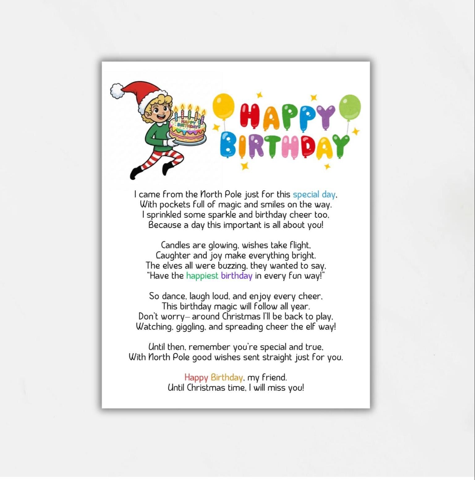 Elf Birthday Printable Kit | Elves Party Decorations | Birthday Card ...