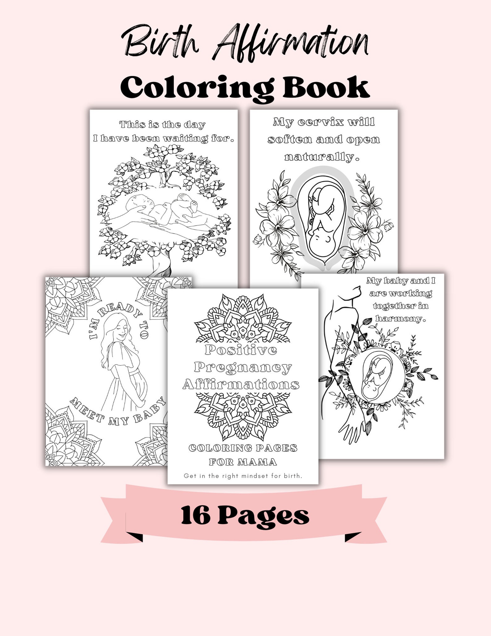 Birth Affirmation Coloring Pages Pregnancy Coloring Book - Etsy