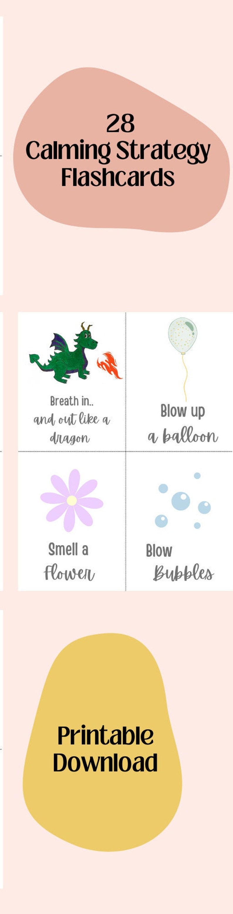 Calming Corner Flash Cards Calming Strategies Flashcards - Etsy