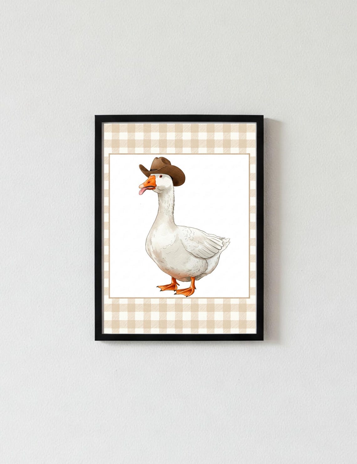 Silly Goose Wall Art Cute Goose Poster Beige Nursery Decor Farm Animal ...
