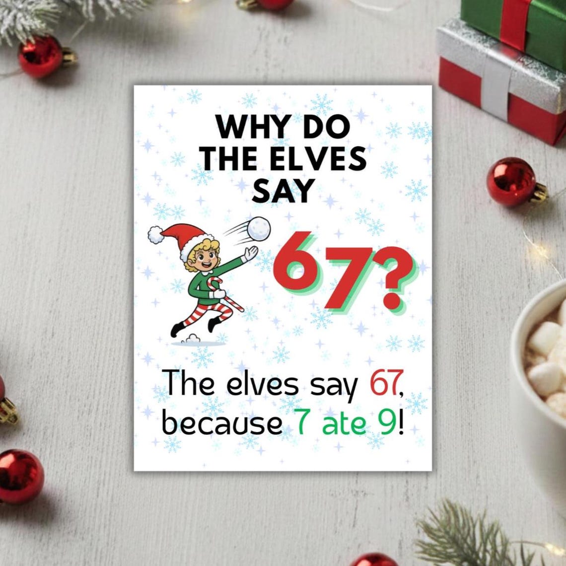67 Elf Printable Prop, Elf Joke Elf Letter 67, Trending Meme Christmas ...