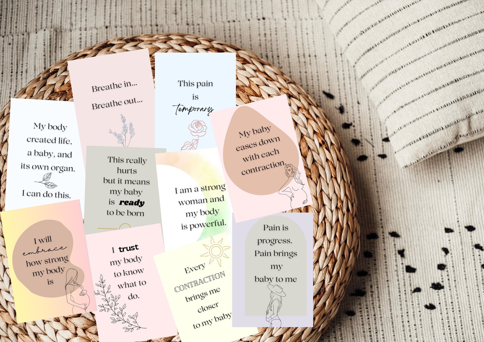 Birth Affirmation Cards, Hypnobirthing Cards, Positive Birth Quotes ...