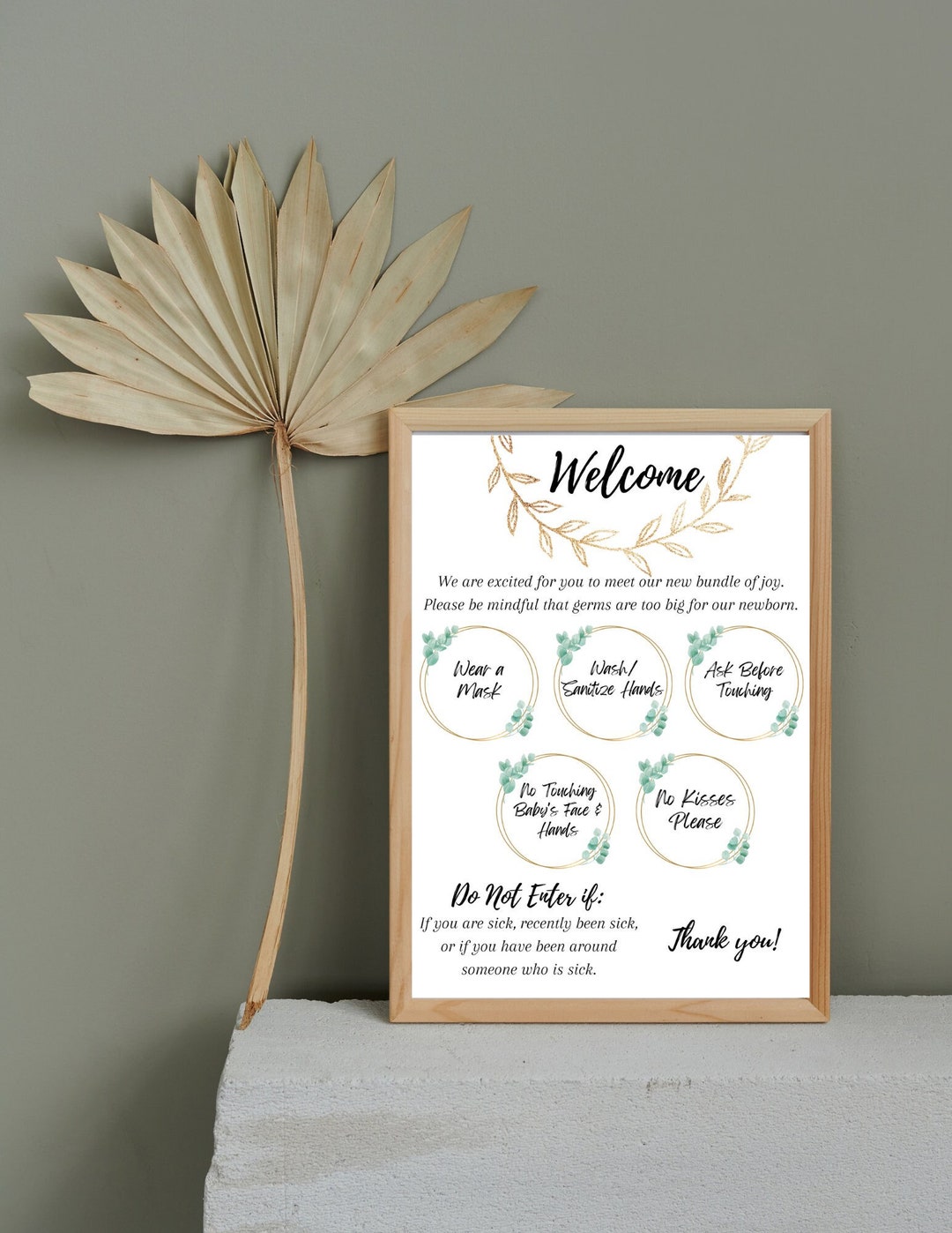 Editable Baby Rules for Visitors, Baby Etiquette - Hospital Door Sign ...