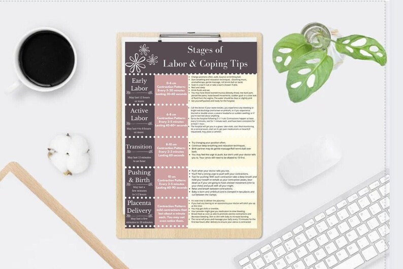 Phases of Labor & Coping Tips Handout Reference Printable - Etsy