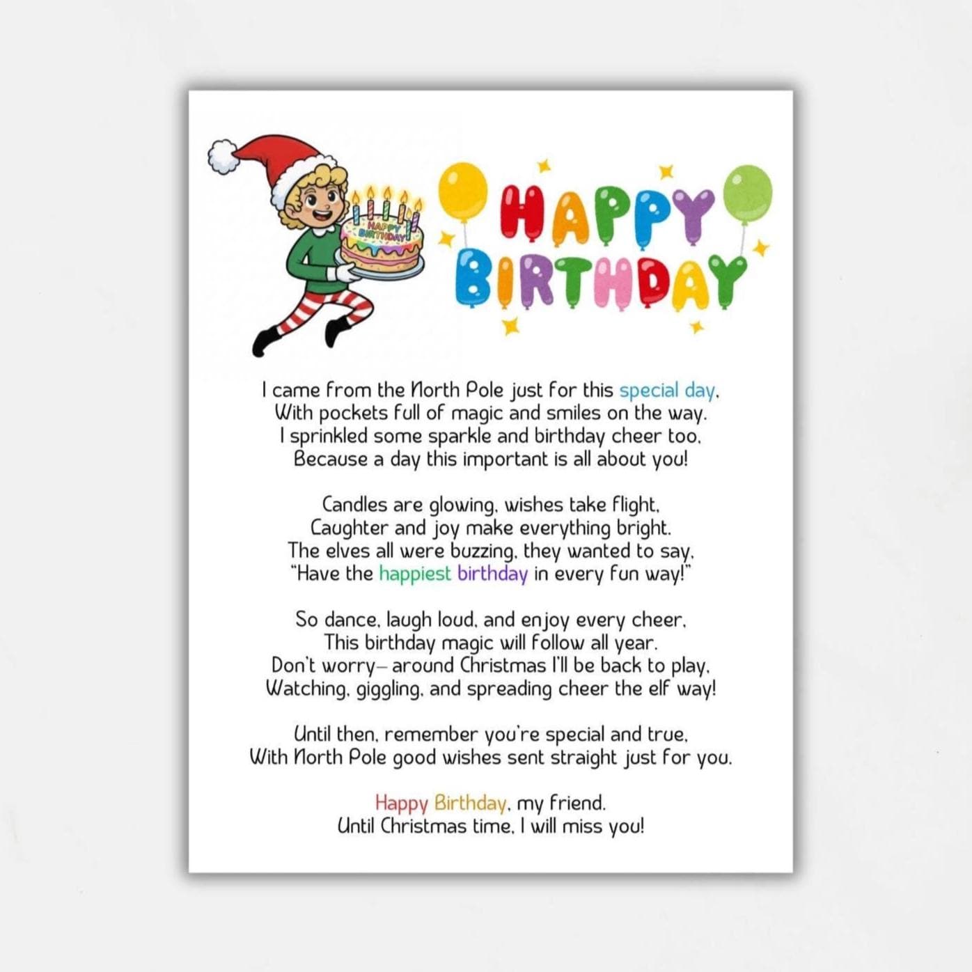 Elf Birthday Printable Kit | Elves Party Decorations | Birthday Card ...