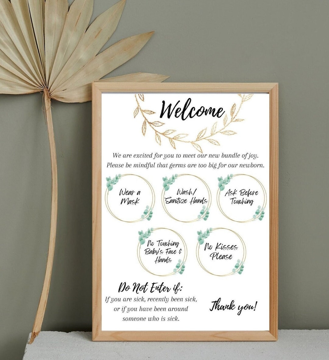 New Baby Rules for Visitors (editable) - Hospital Door Sign for Newborn ...
