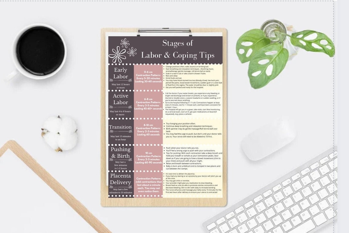 Phases of Labor & Coping Tips Handout Reference Printable | Etsy