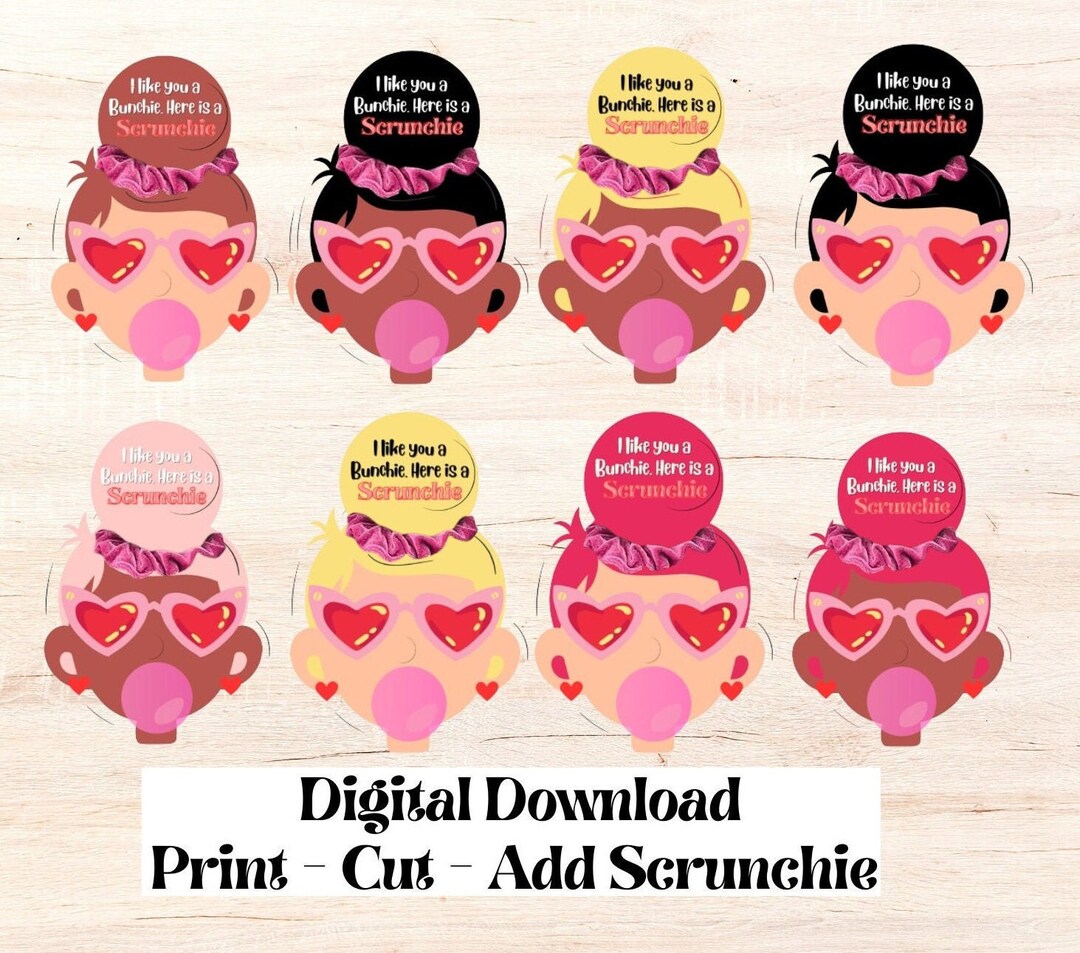 Valentine's Day, Valentine Tag, Scrunchie Valentine, Class Valentine ...