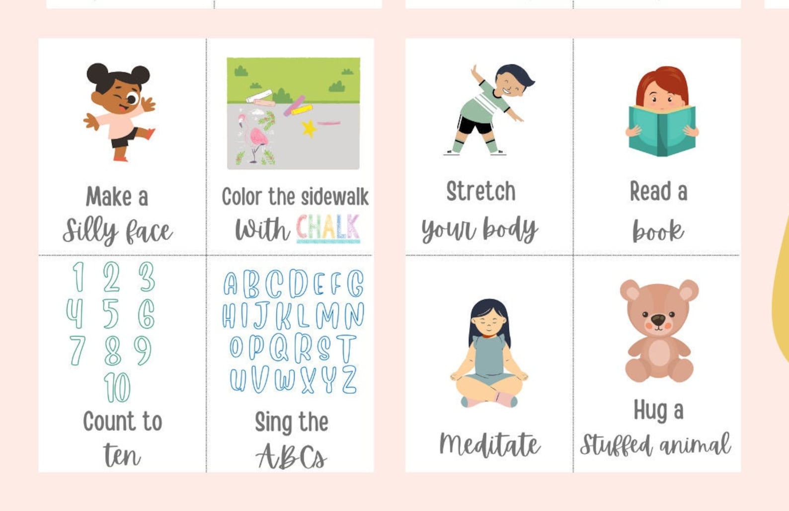Calming Corner Flash Cards Calming Strategies Flashcards - Etsy
