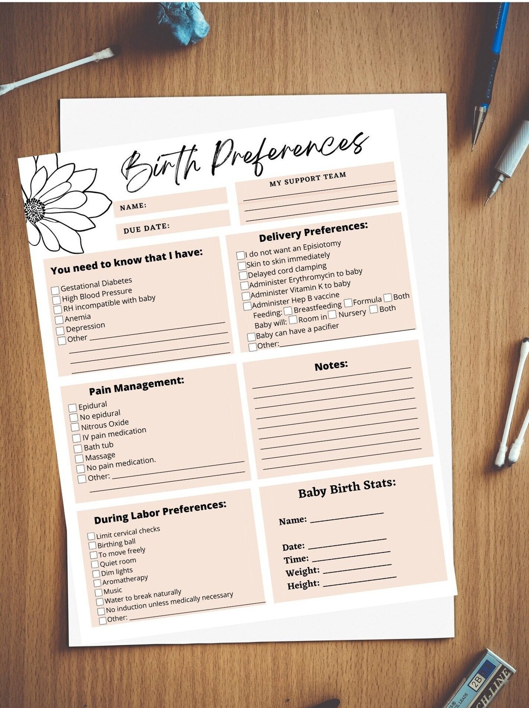 Birth Plan, Birth Preferences, Birth Plan Template, Hospital Birth Plan ...