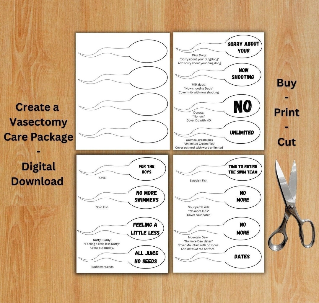 Vasectomy Template for Care Package Printable Gift Basket Sign ...