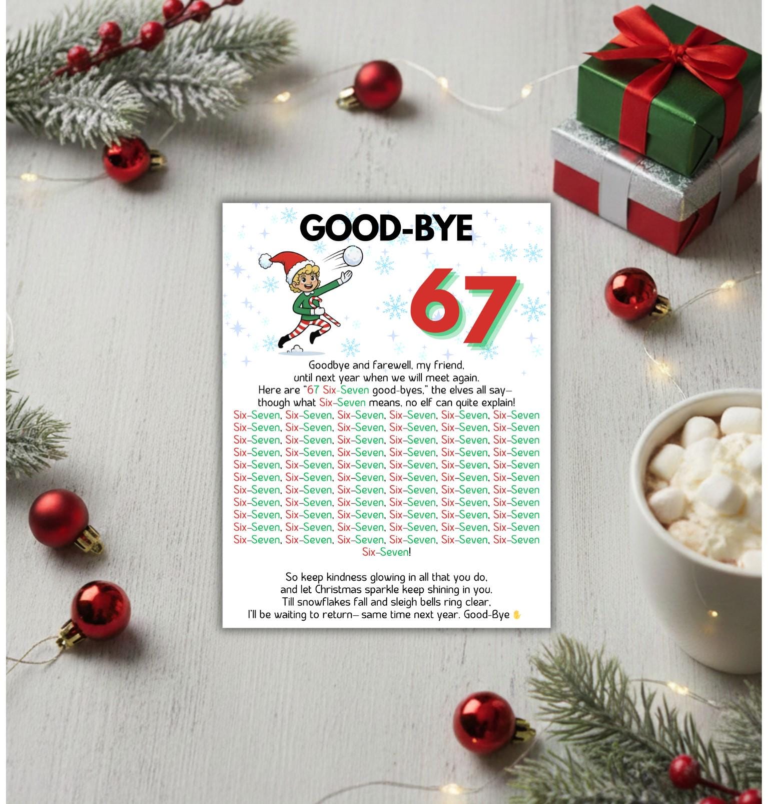 67 Elf Goodbye Letter, Elf Departure Letter, 67 Christmas Elf Farewell ...
