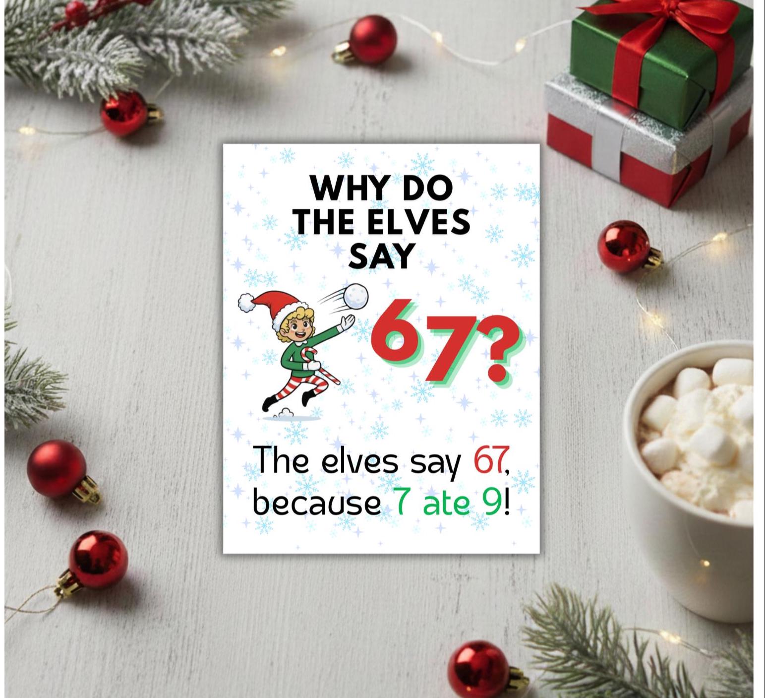 67 Elf Printable Prop, Elf Joke Elf Letter 67, Trending Meme Christmas ...